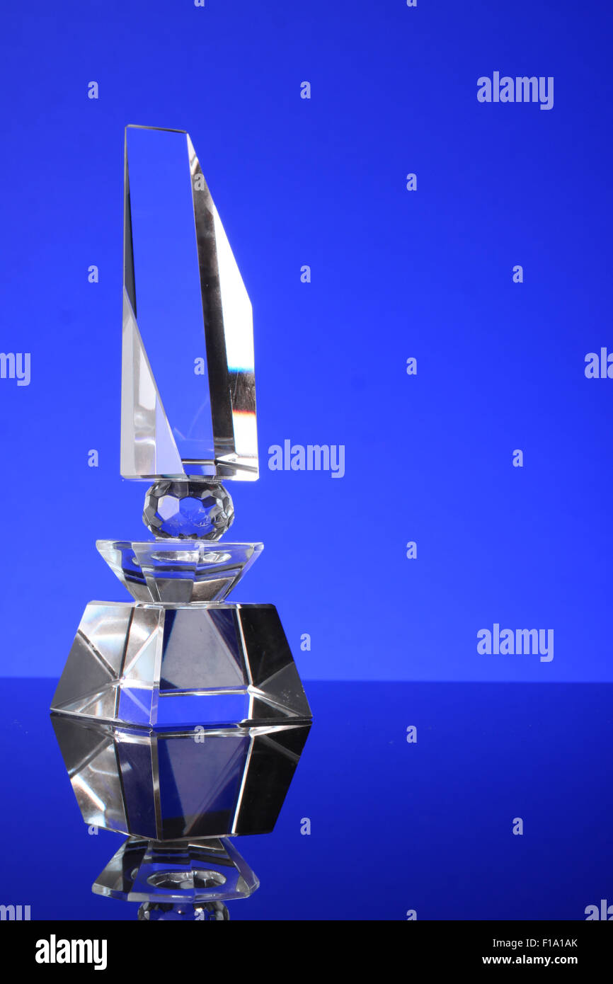glass trophy in blue background Stock Photo - Alamy