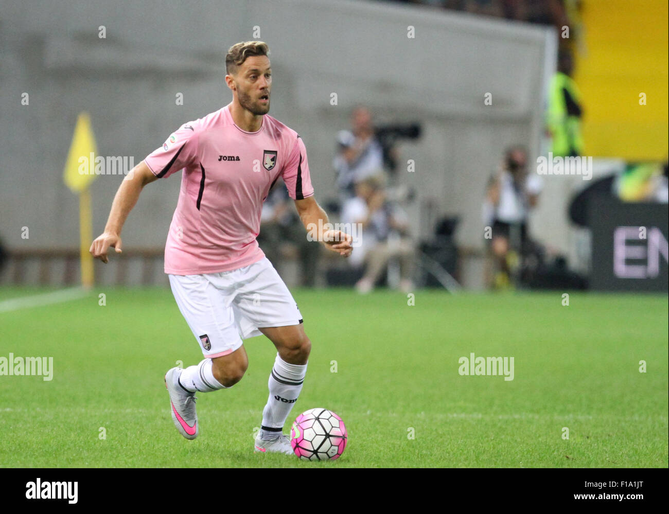 Udine, Italy. 30th Aug, 2015. Palermo's defender Andrea Rispoli during ...