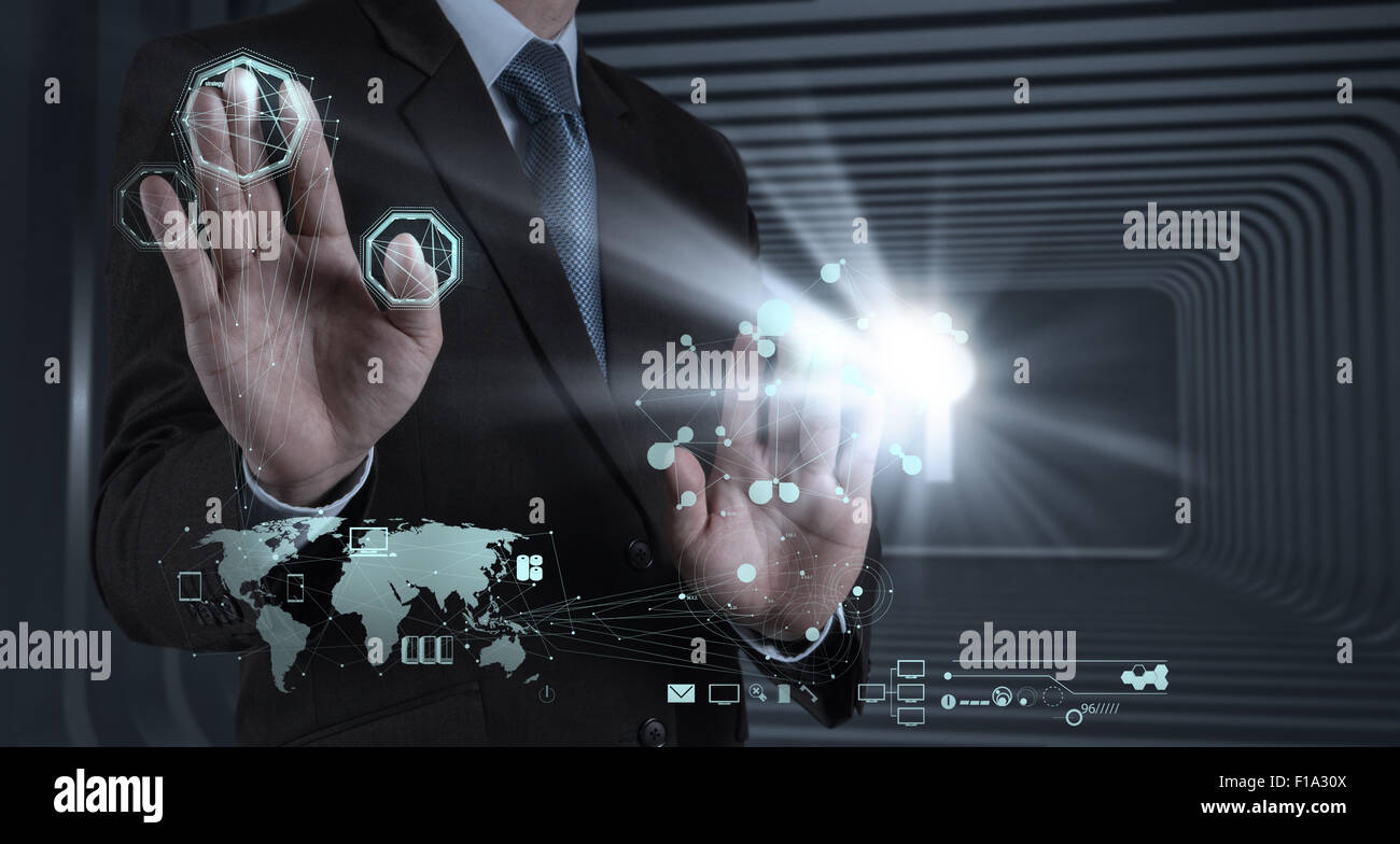 businessman working on modern technology as concept Stock Photo - Alamy