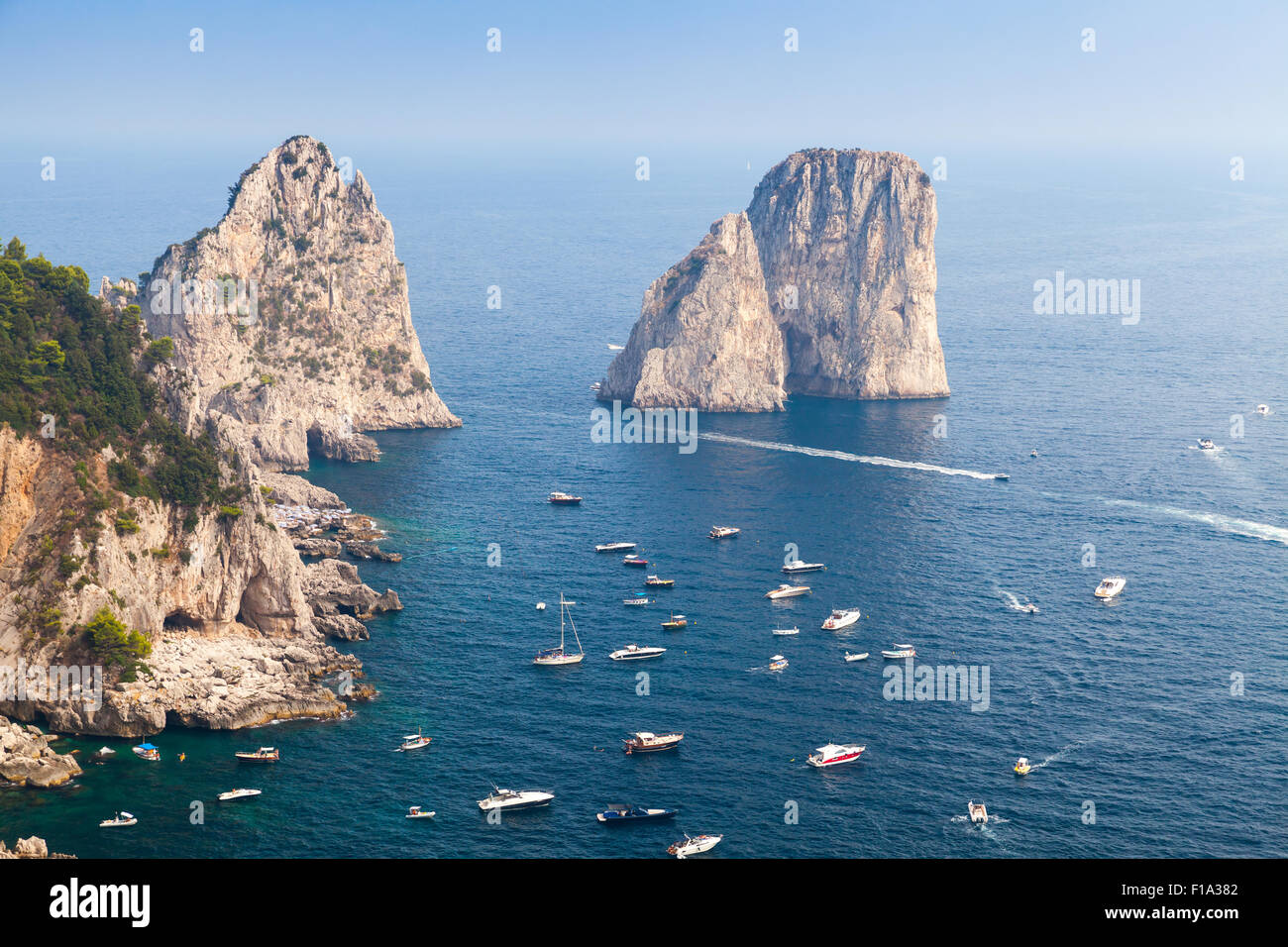 Faraglioni rocks of Capri island, Italy. Mediterranean Sea coastal ...