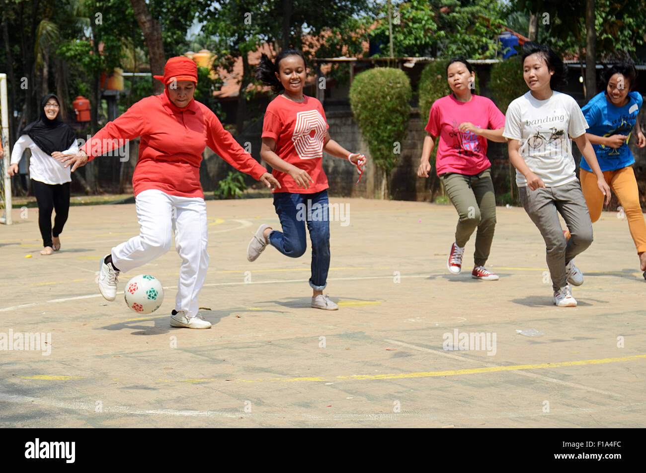 women playing food ball, in ciganjur, Jakarta, Indonesia, for our ...