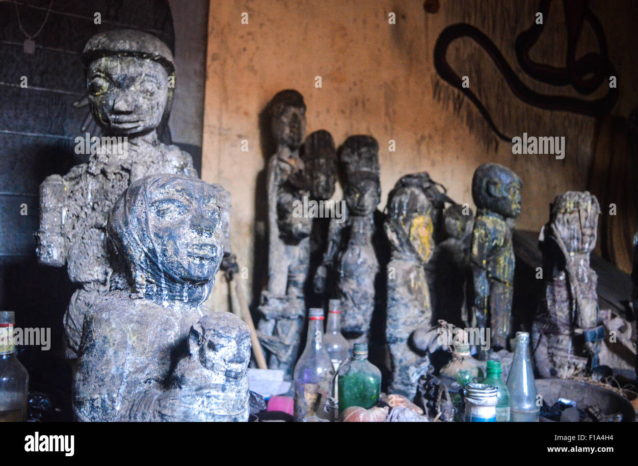 Voodoo statues used for voodoo ceremonies in Abomey, Benin Stock Photo ...