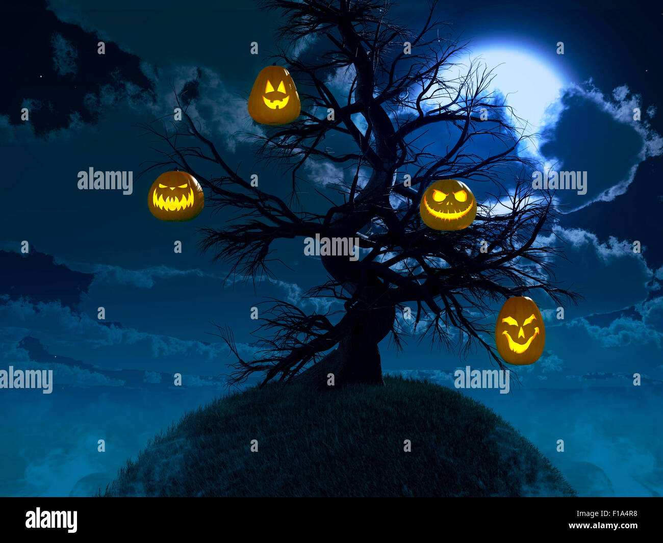 Halloween design - Forest pumpkins Stock Photo - Alamy