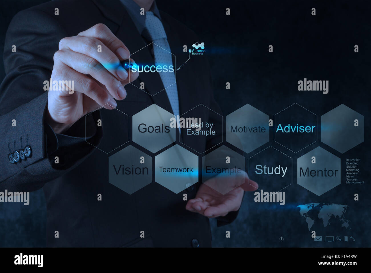 businessman hand shows diagram of business success chart concept Stock ...