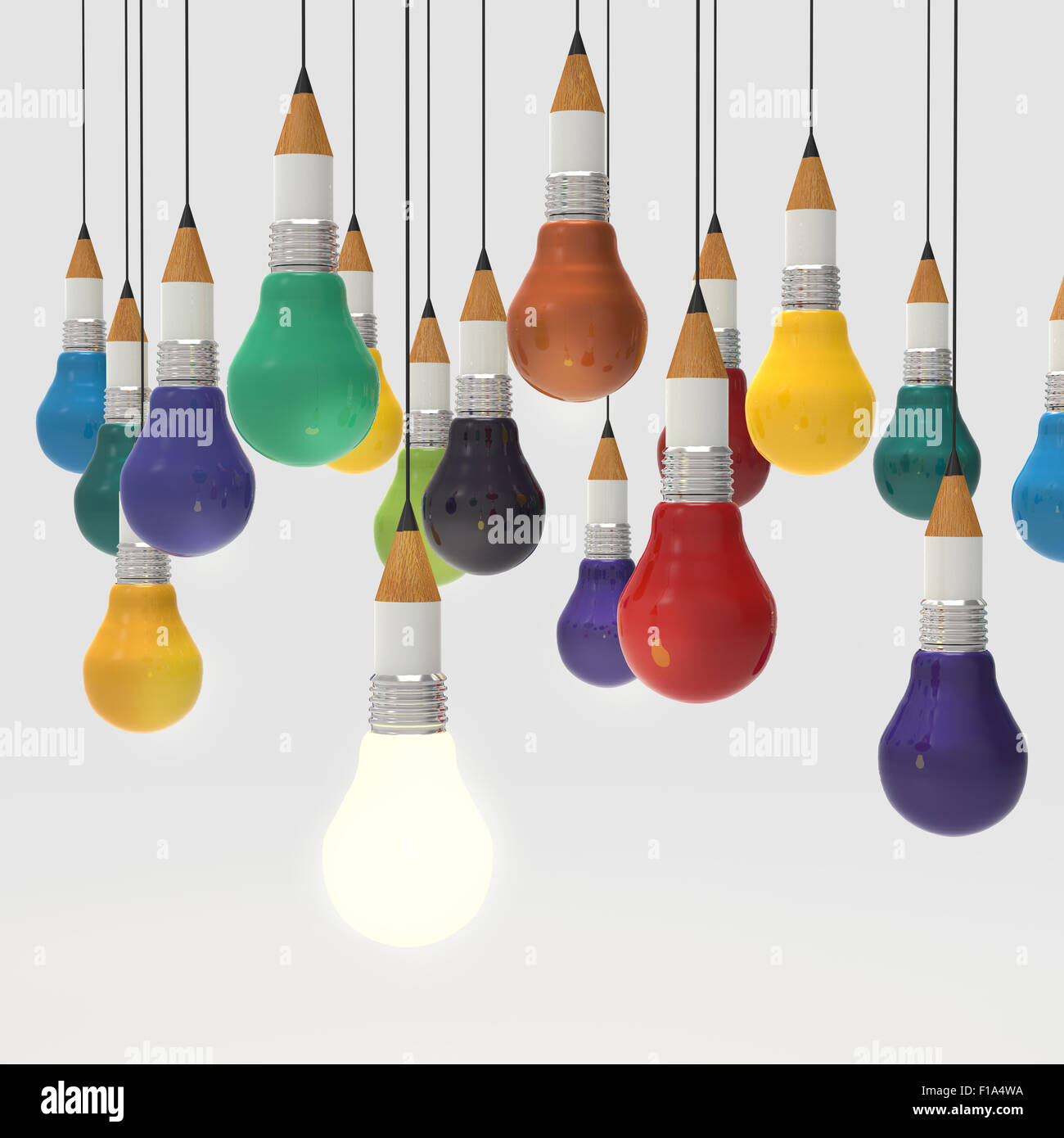drawing idea pencil and light bulb concept creative and leadership as ...