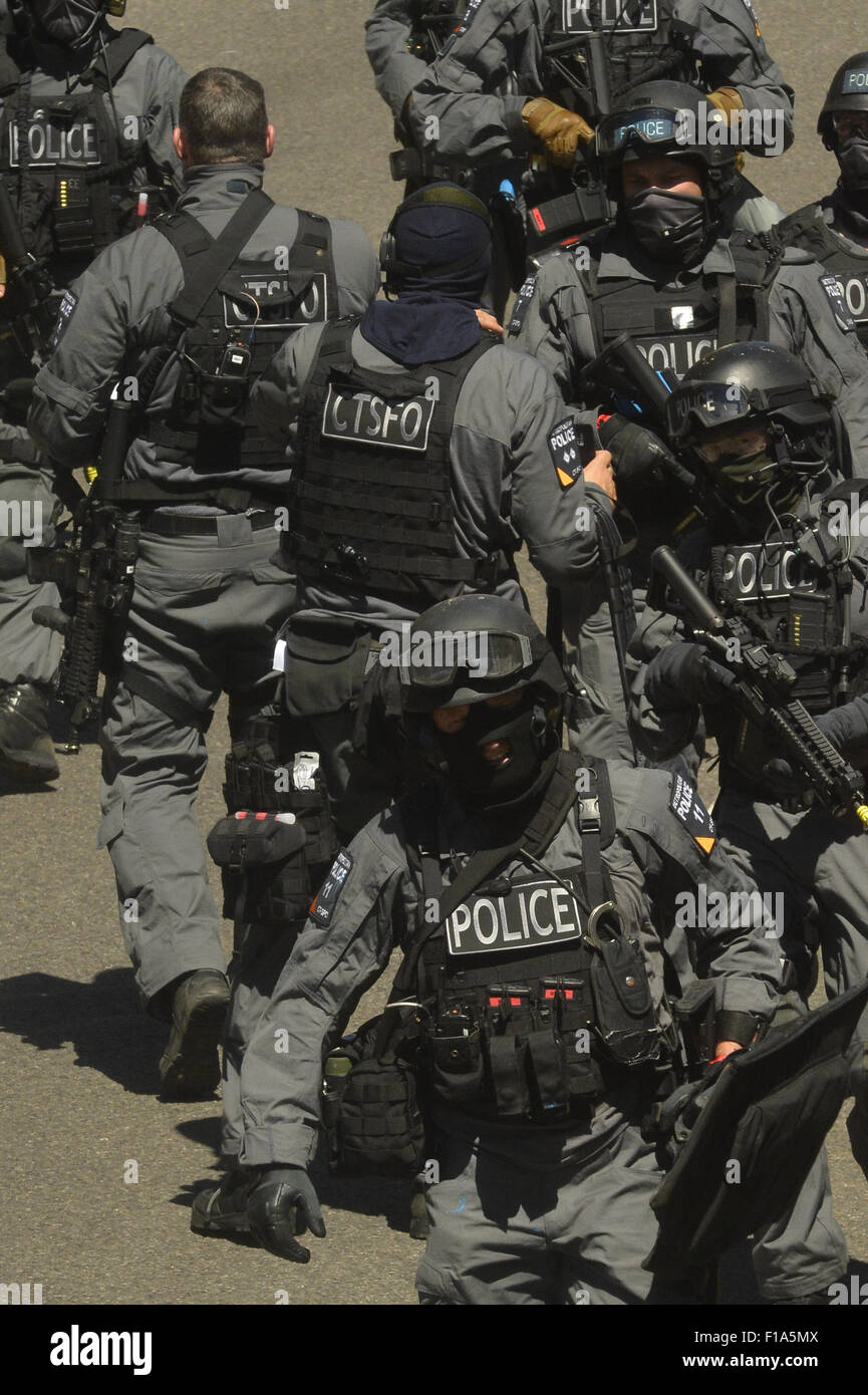 Police, medical and special forces take part in a training exercise ...