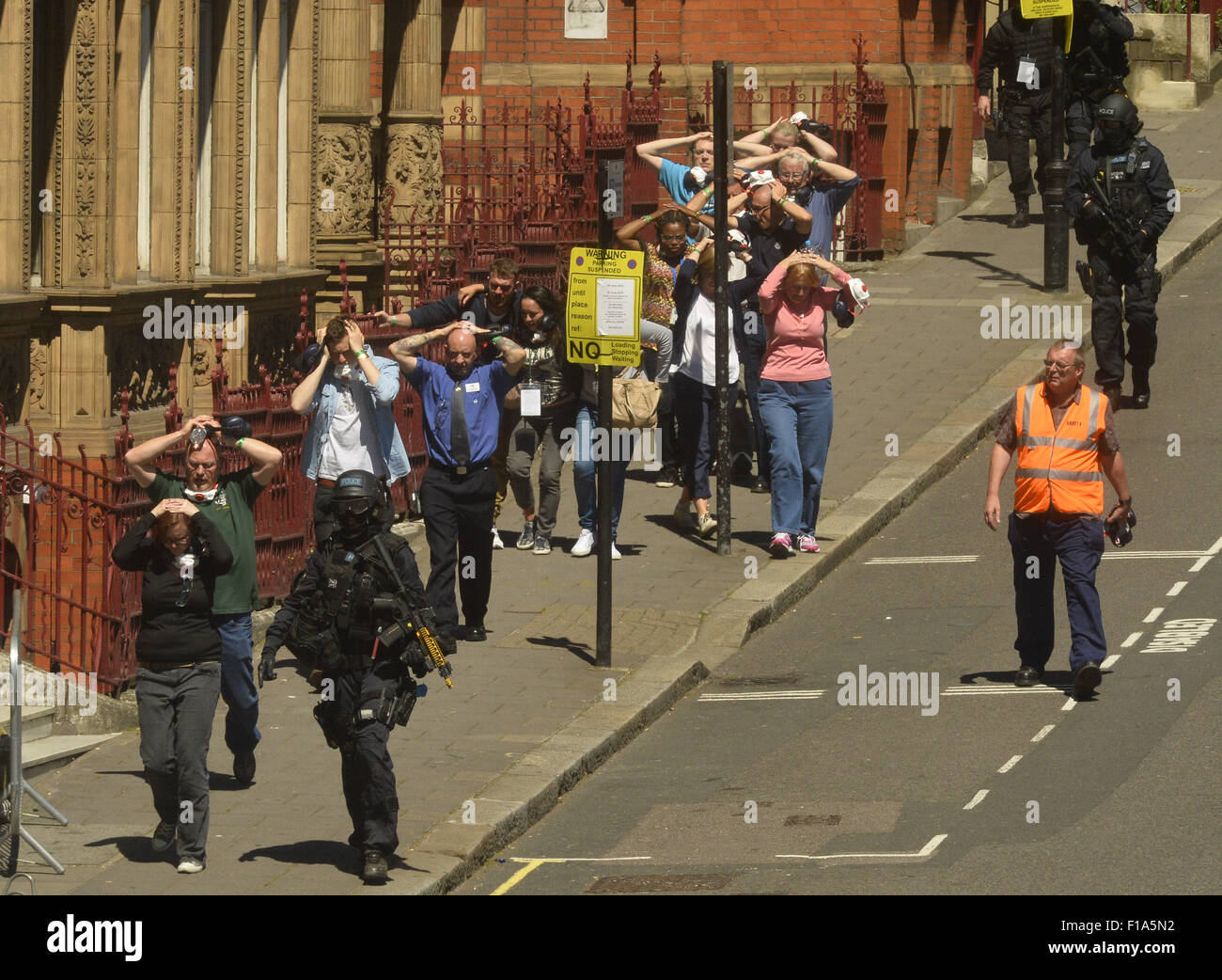 Police, medical and special forces take part in a training exercise ...