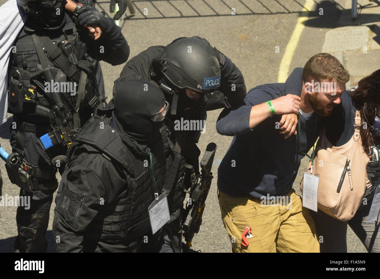 Police, medical and special forces take part in a training exercise ...