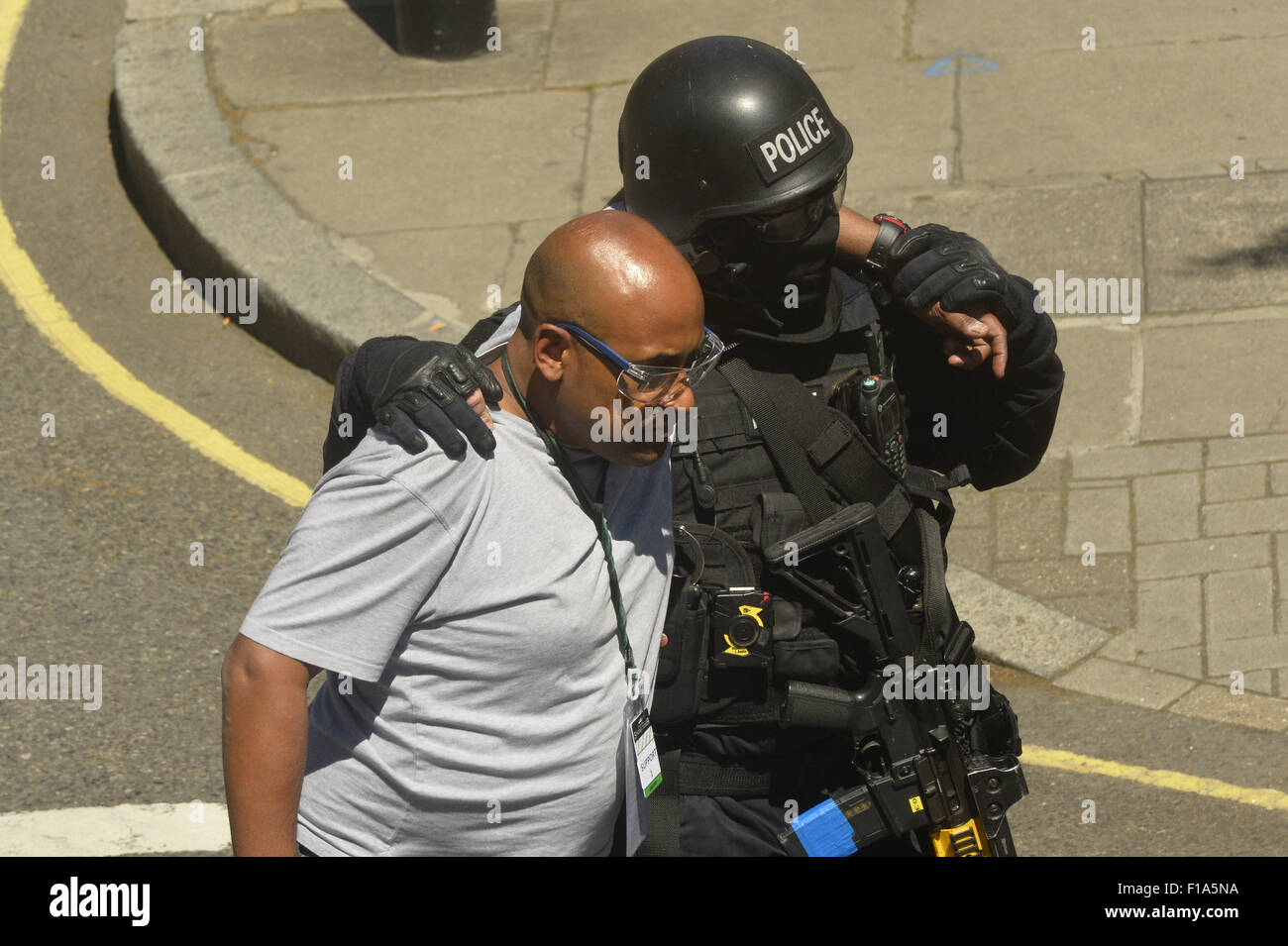 Police, medical and special forces take part in a training exercise ...