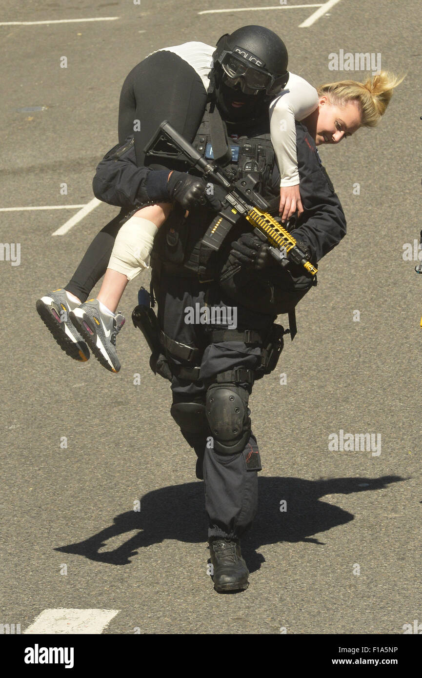 Police, medical and special forces take part in a training exercise ...