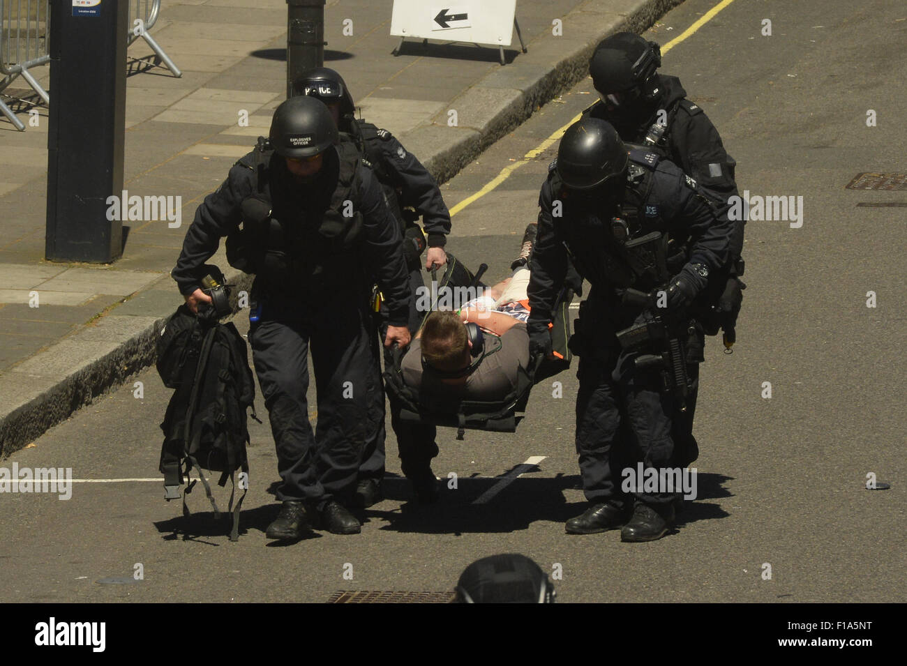 Police, medical and special forces take part in a training exercise ...