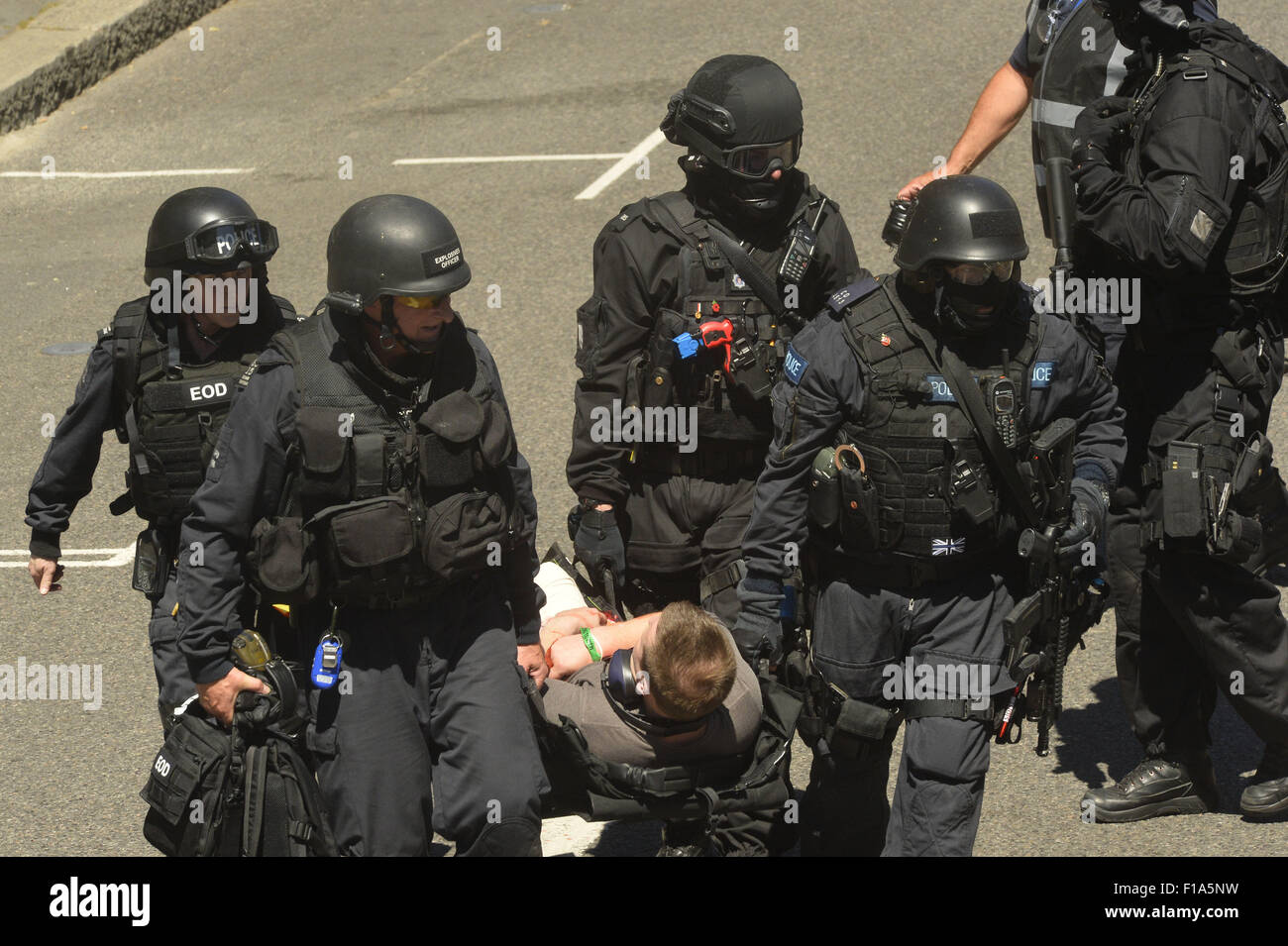 Police, medical and special forces take part in a training exercise ...
