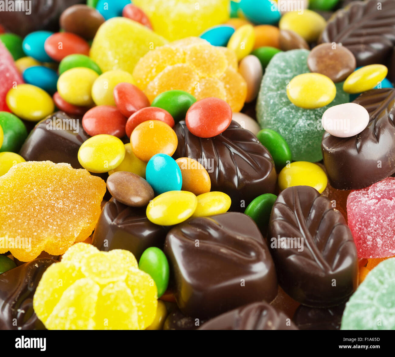 Candy, sweets and chocolates closeup Stock Photo - Alamy
