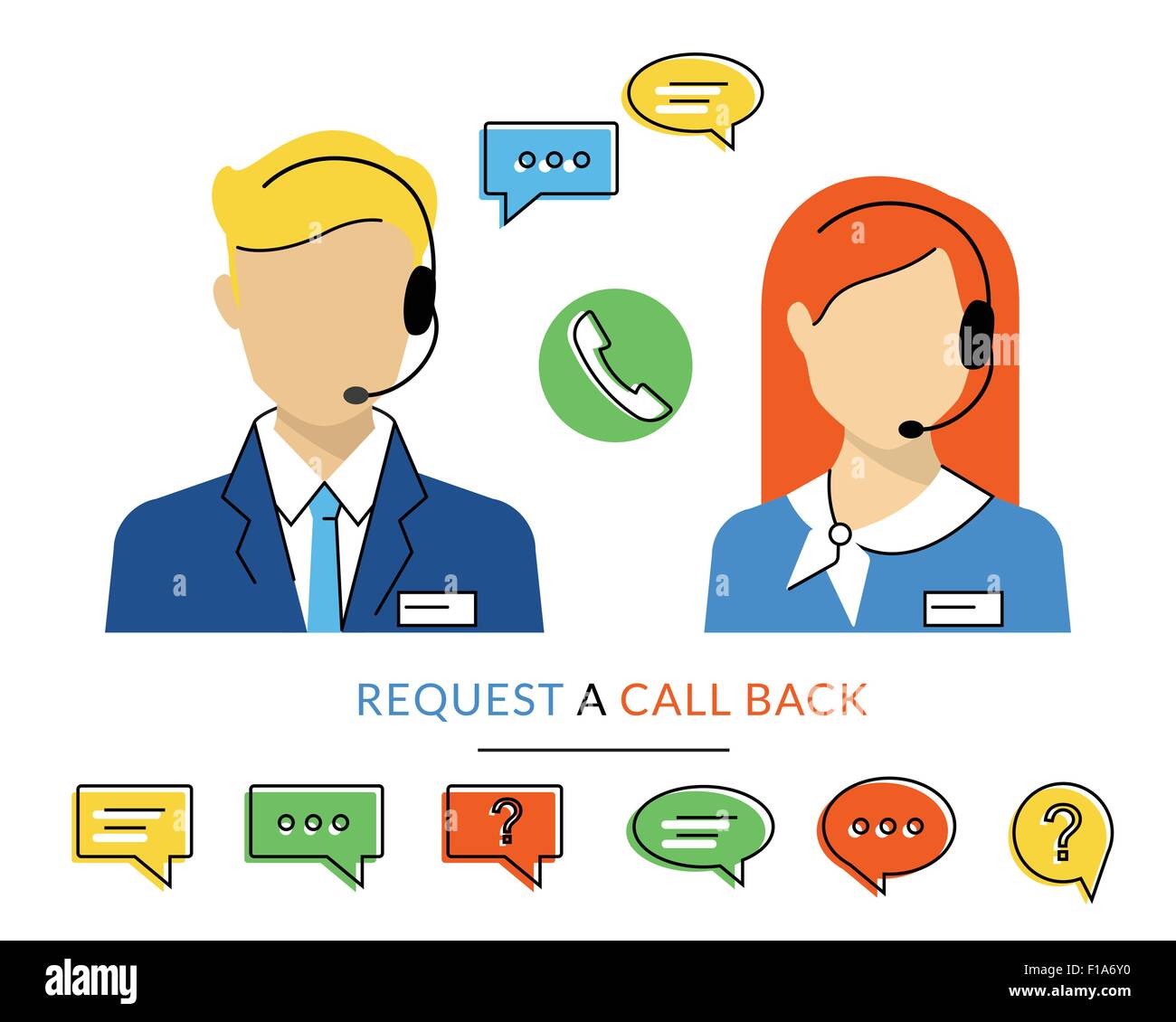 Female and male call centre operator Stock Vector Image & Art - Alamy