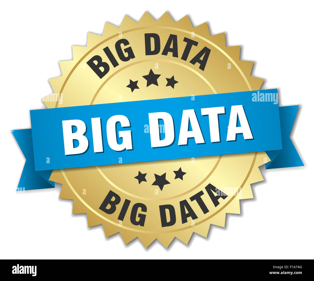 big data 3d gold badge with blue ribbon Stock Photo - Alamy