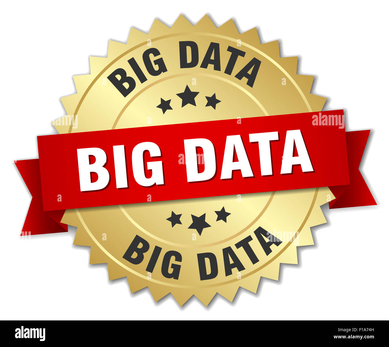 big data 3d gold badge with red ribbon Stock Photo - Alamy