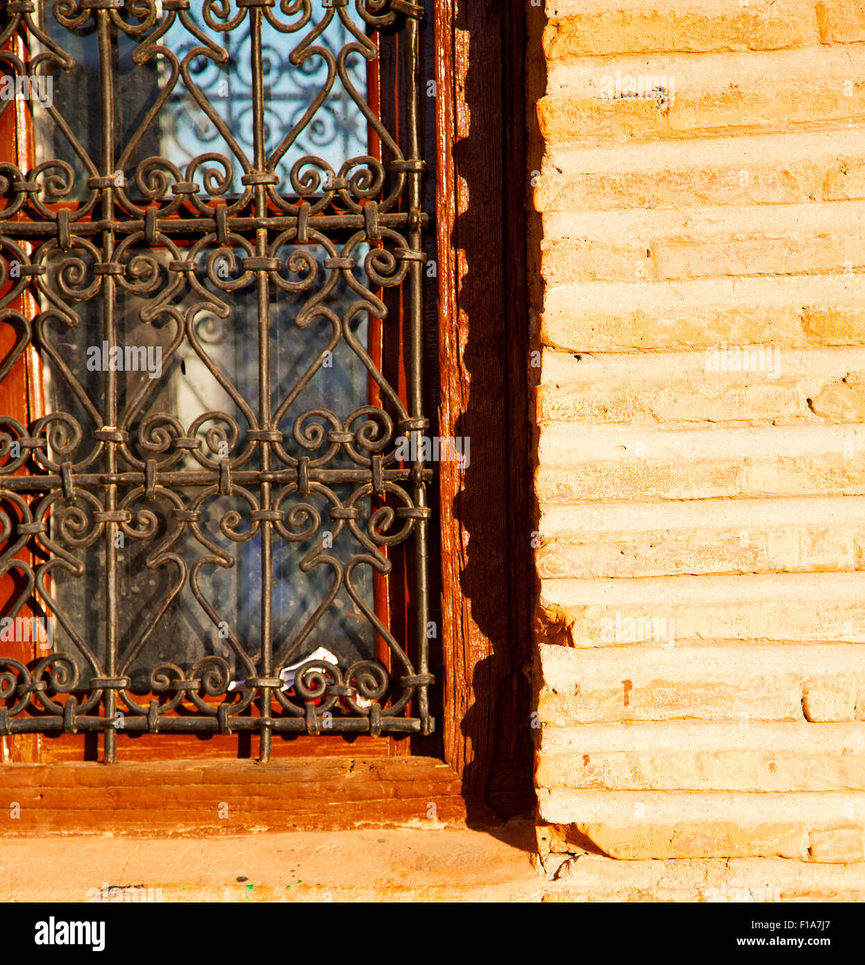 window in morocco africa and old construction wal brick historical ...