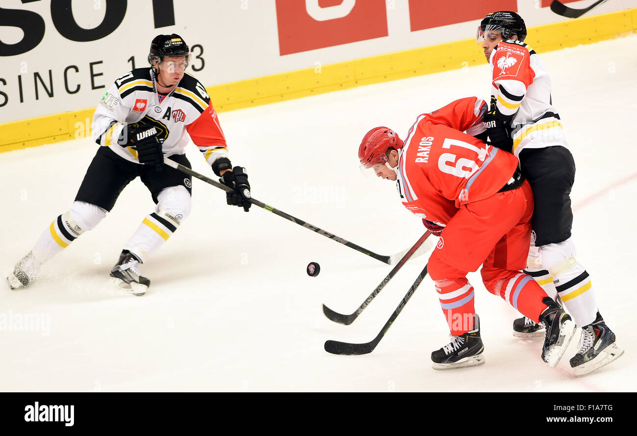 From left: Dennis Sveum of Stavanger, Daniel Rakos of Trinec and Jonas ...