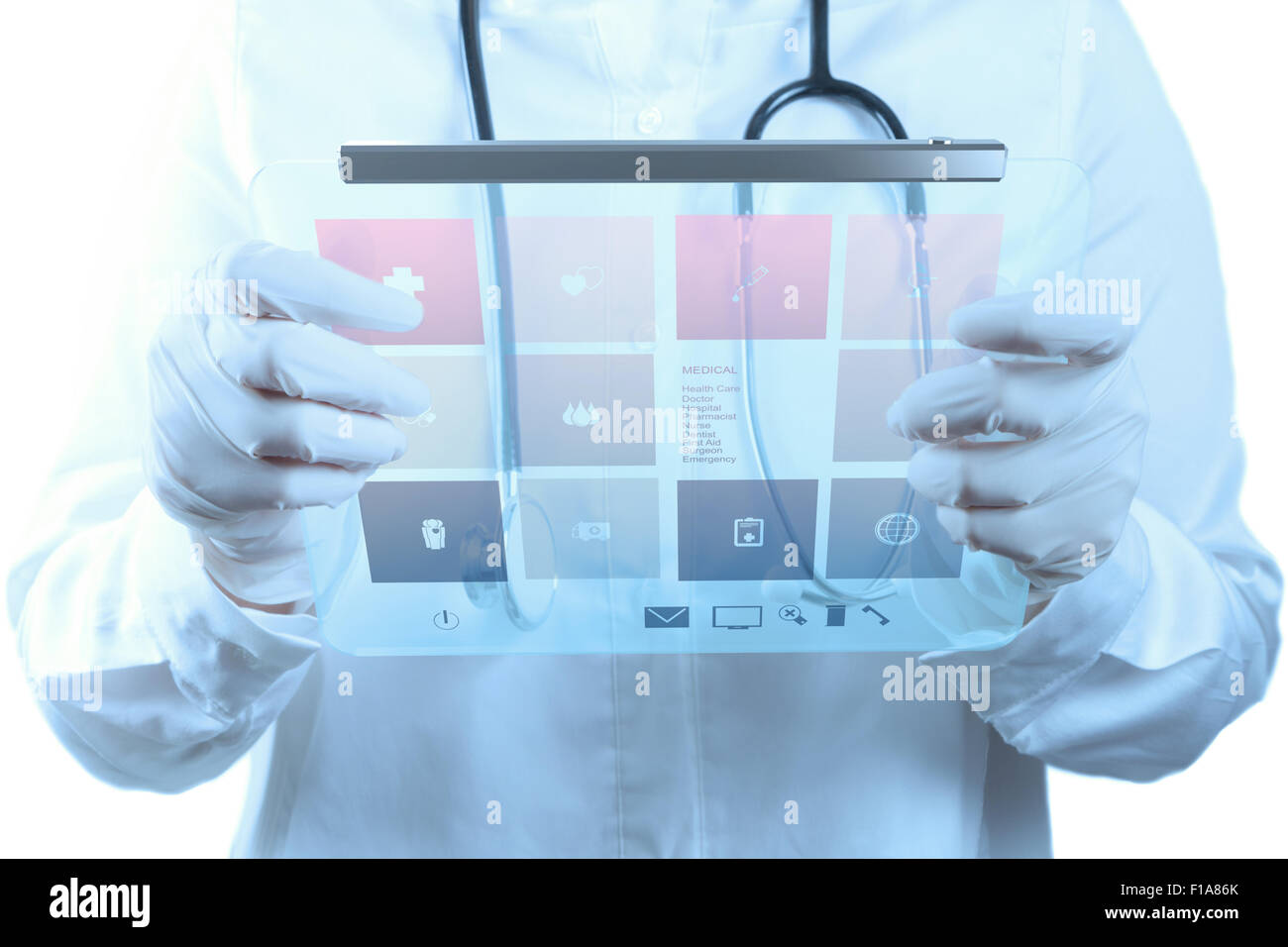 Medicine doctor working with modern computer interface as concept Stock ...