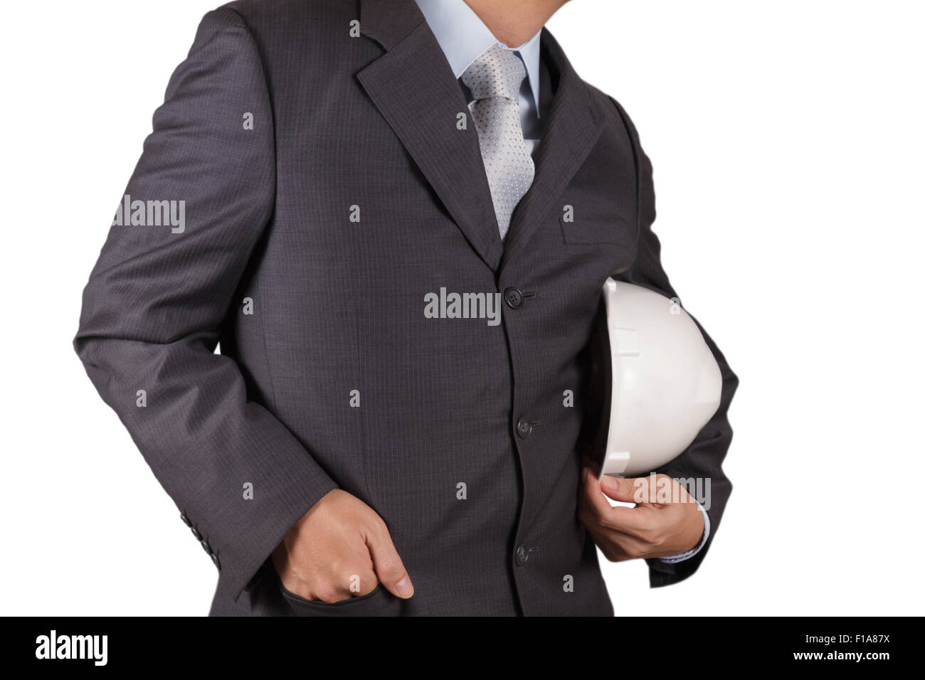 success engineer on white background Stock Photo - Alamy