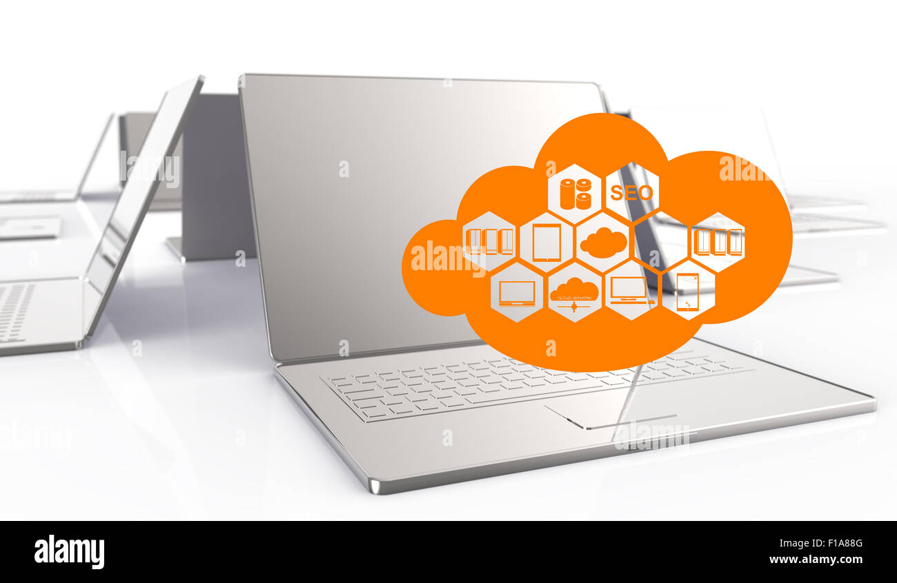a Cloud Computing diagram on the new computer interface as concept ...