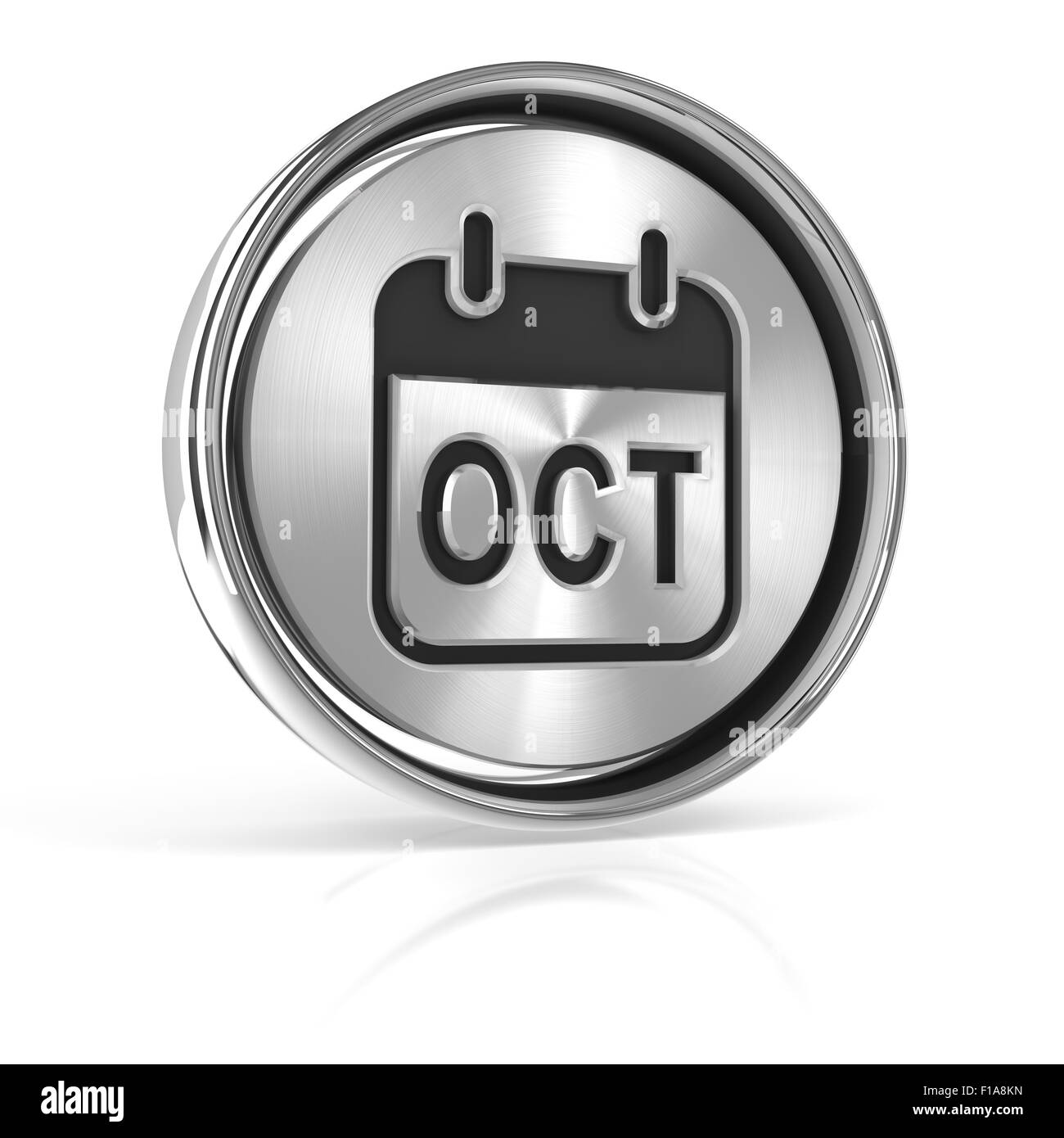 Metallic October calendar icon Stock Photo - Alamy