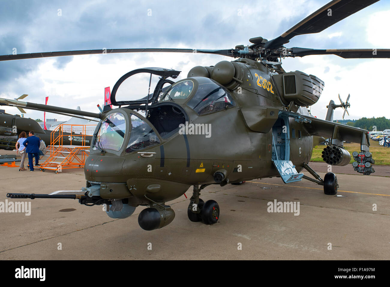 Mi-35M Helicopter at MAKS 2015 Air Show in Moscow, Russia Stock Photo ...
