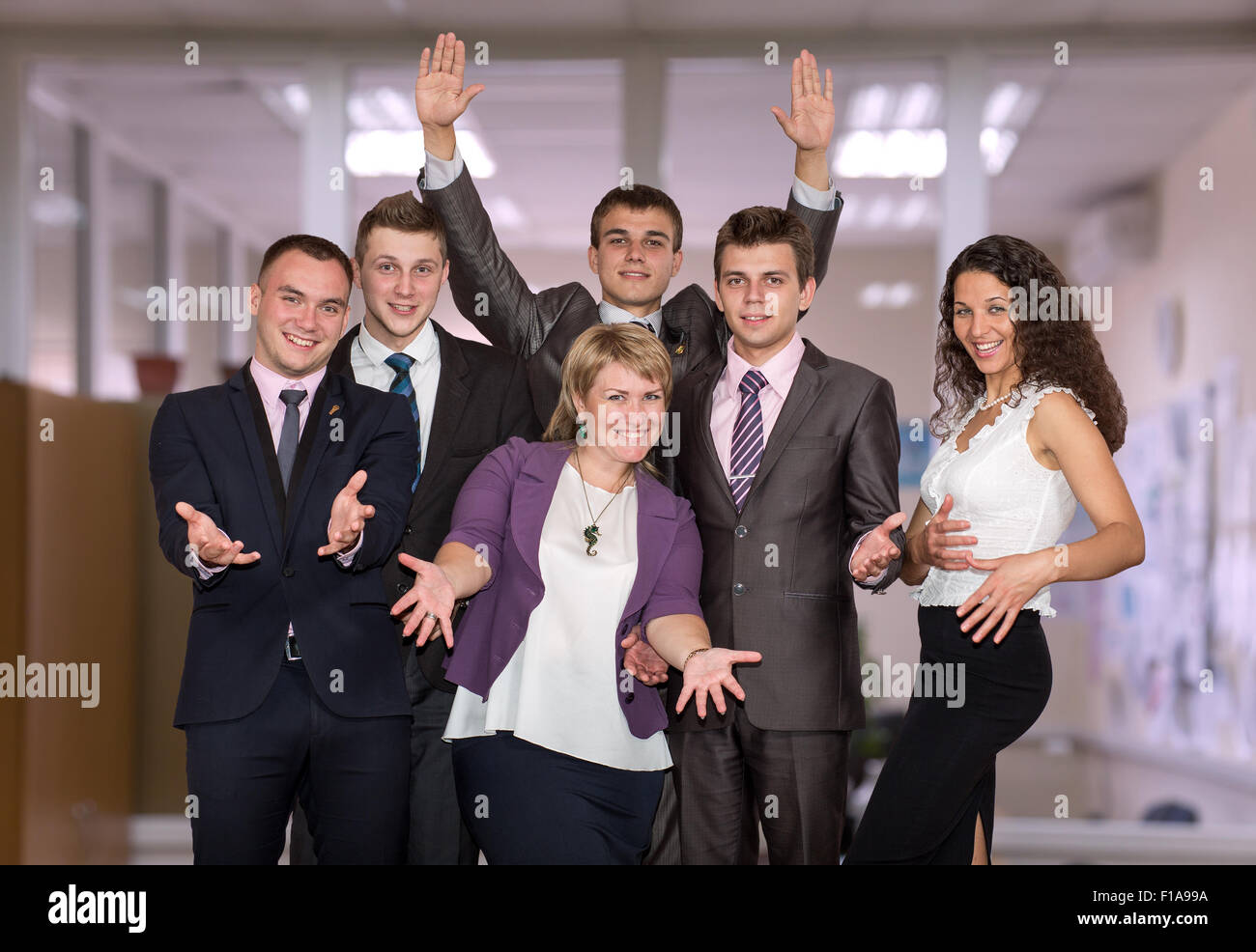Happy business team Stock Photo - Alamy