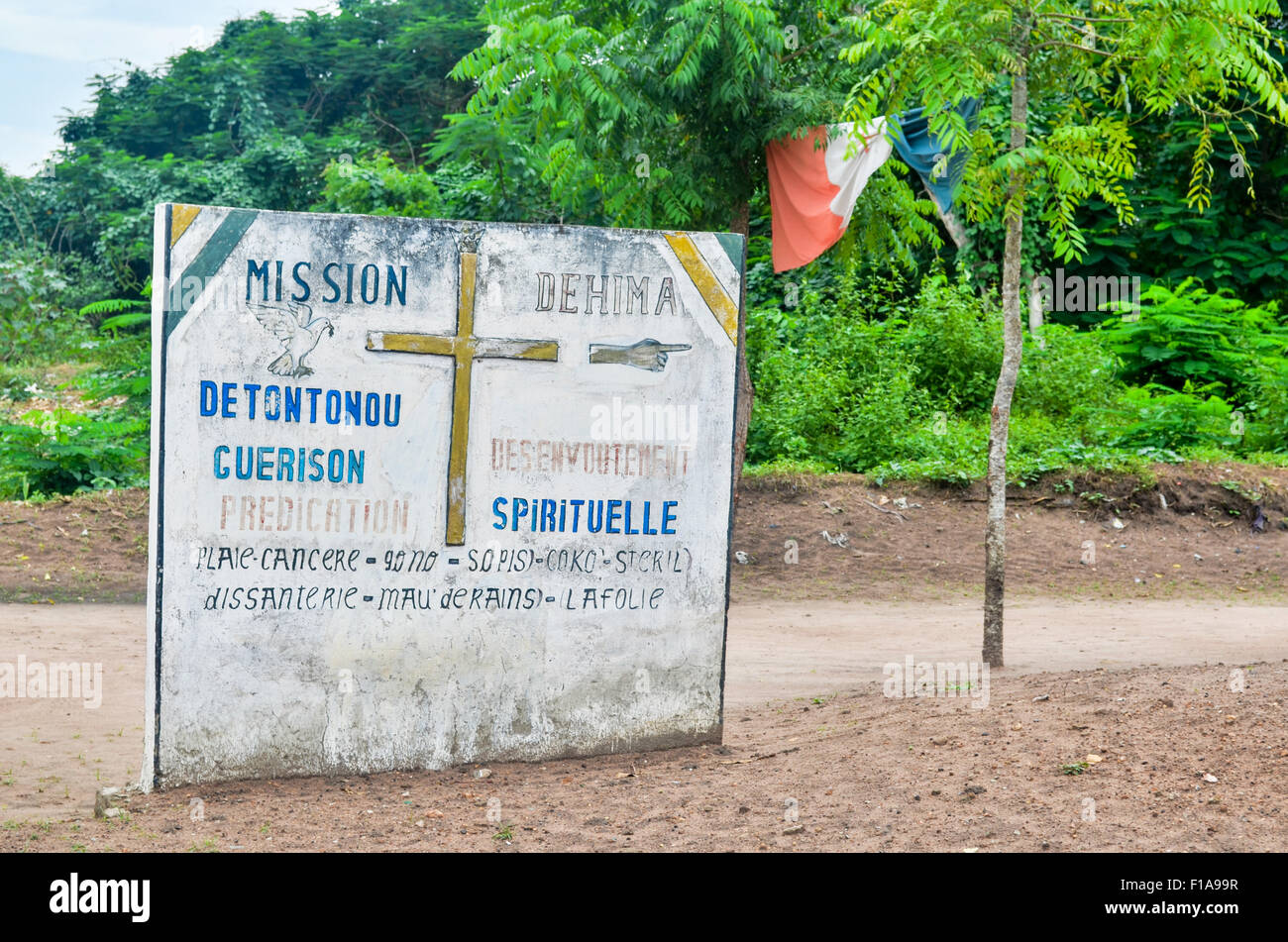 Road sign in Ivory Coast for local medicine / healing Stock Photo - Alamy