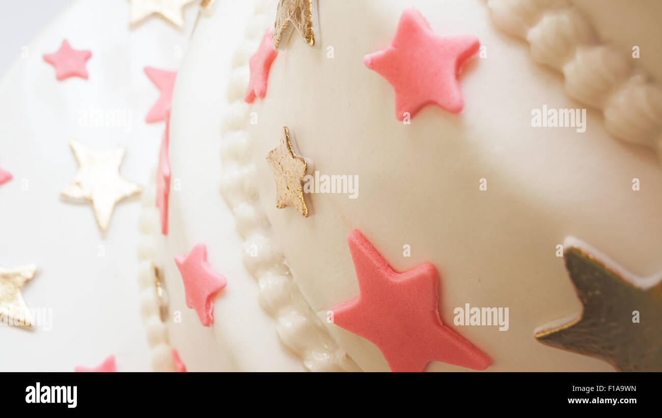 Birthday cake decorated with stars made of sugar Stock Photo - Alamy