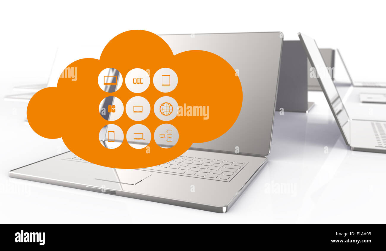 a Cloud Computing diagram on the new computer interface as concept ...