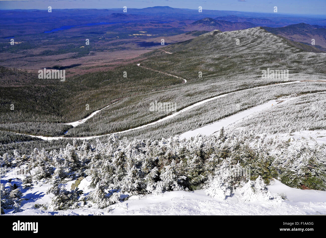 Alpine mountain landscape with snow, Adirondacks, New York State Stock ...
