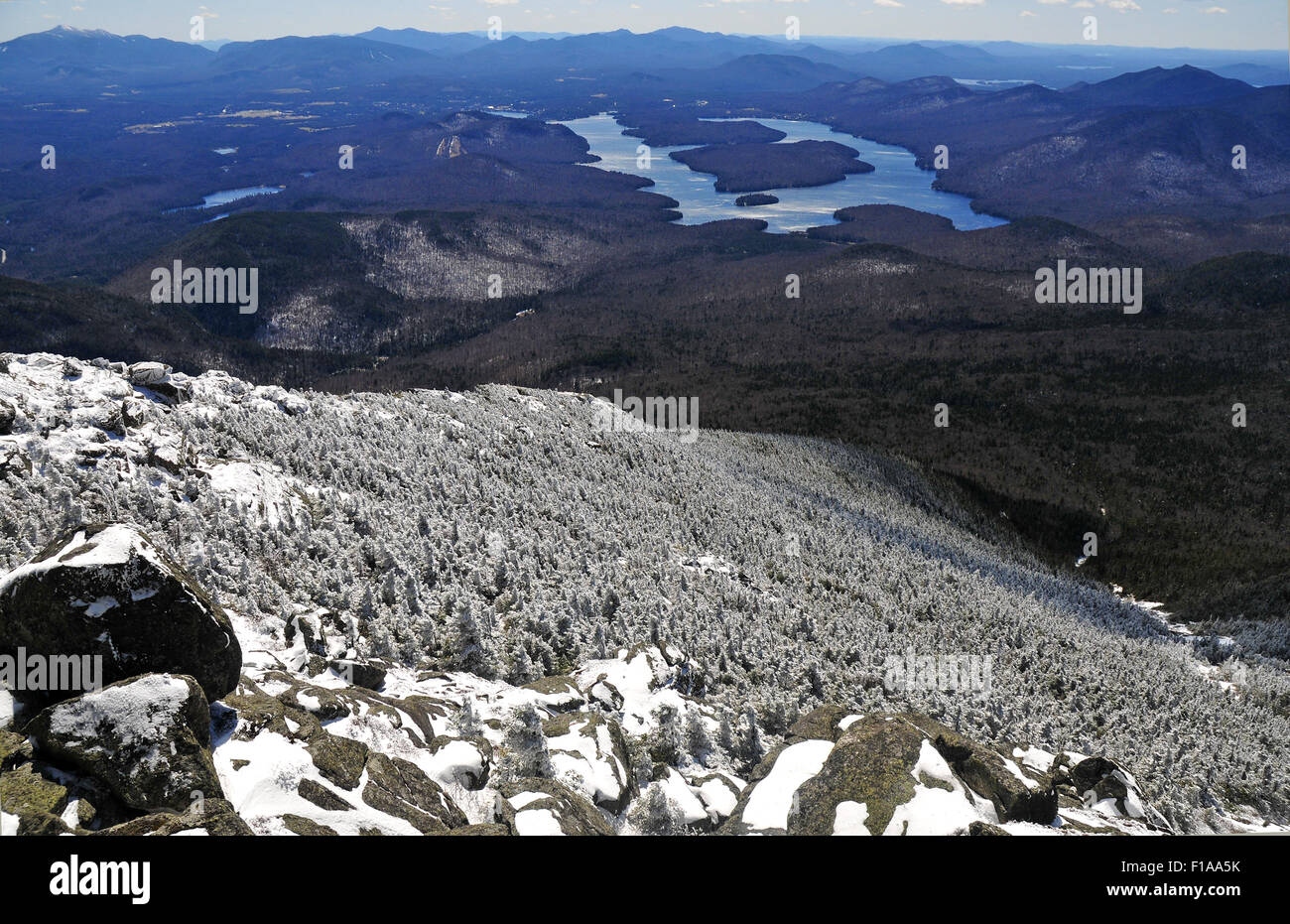 Alpine mountain landscape with snow, Adirondacks, New York State Stock ...