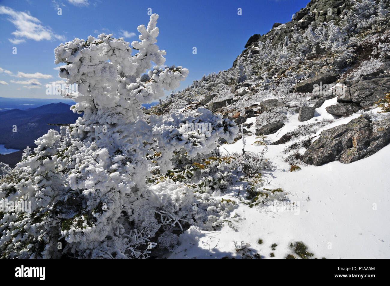 Alpine mountain landscape with snow, Adirondacks, New York State Stock ...