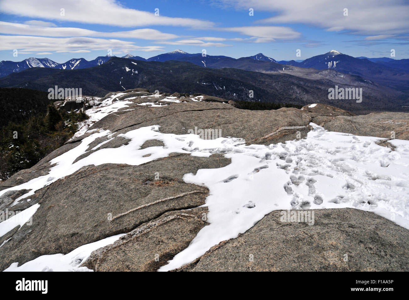 Alpine mountain landscape with snow, Adirondacks, New York State Stock ...