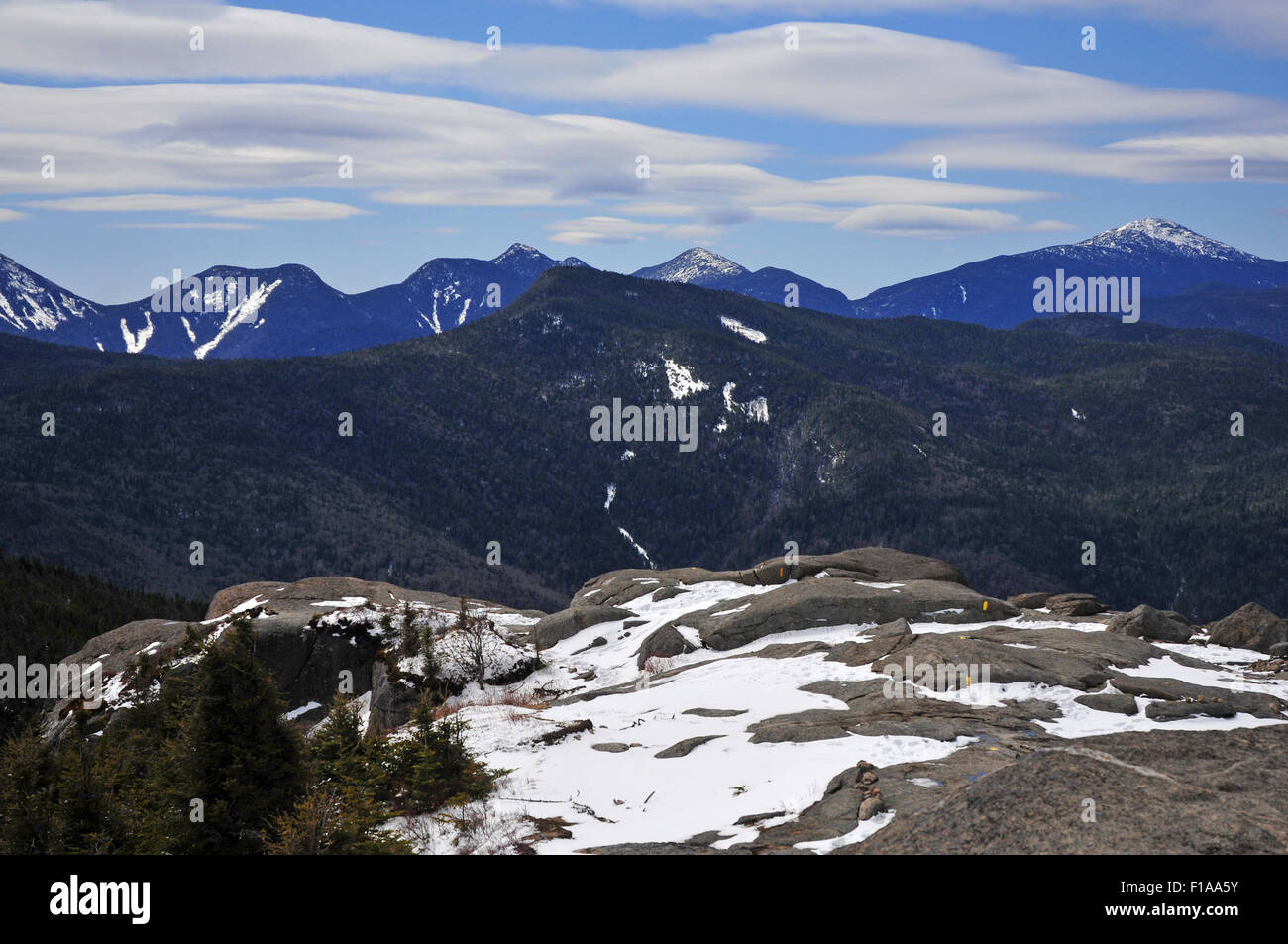 Alpine mountain landscape with snow, Adirondacks, New York State Stock ...