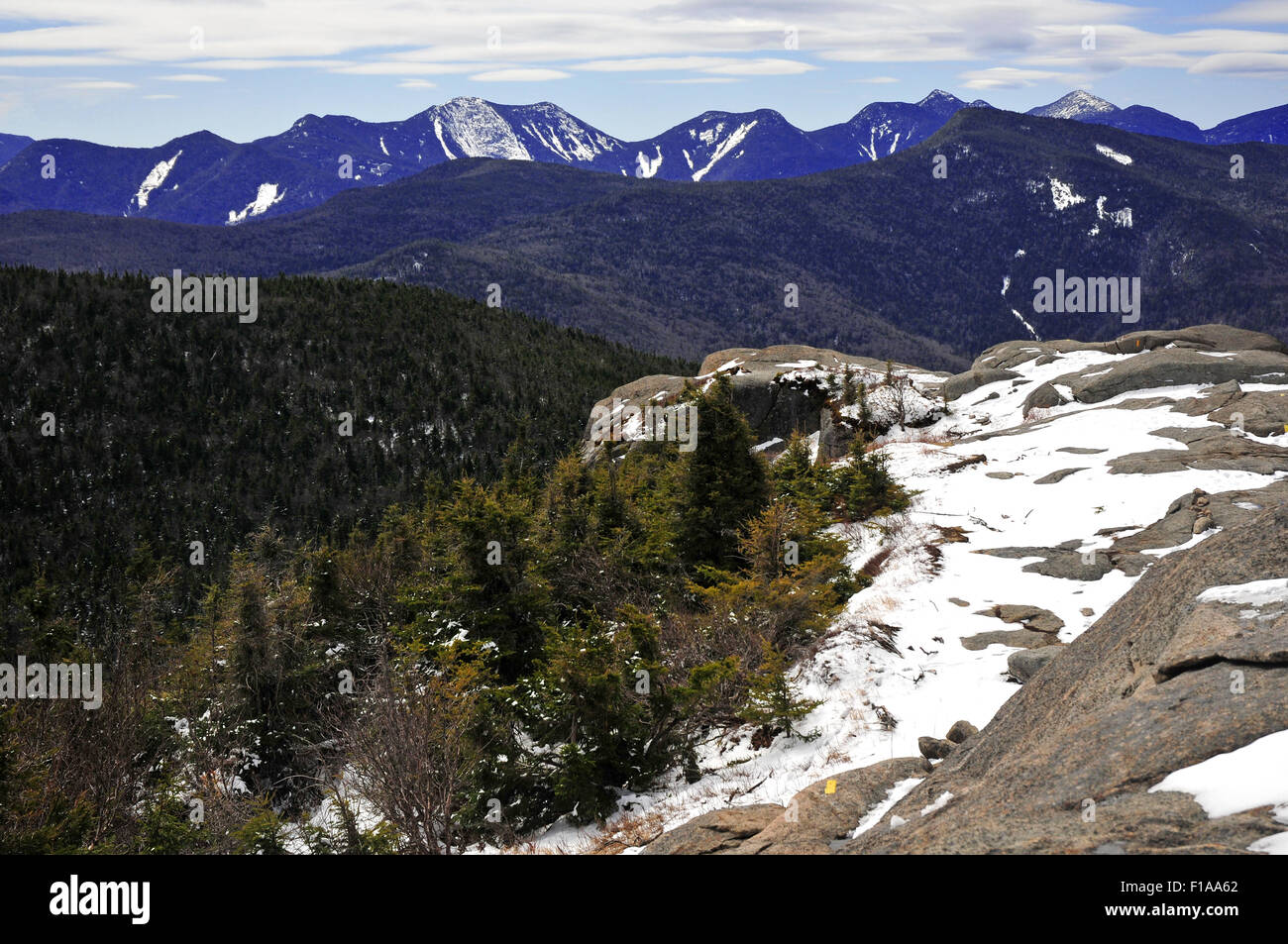 Alpine mountain landscape with snow, Adirondacks, New York State Stock ...