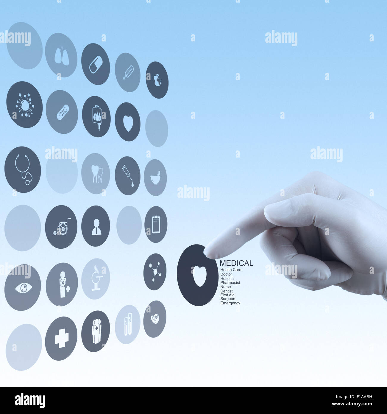 Medicine doctor hand working with modern computer interface as medical ...