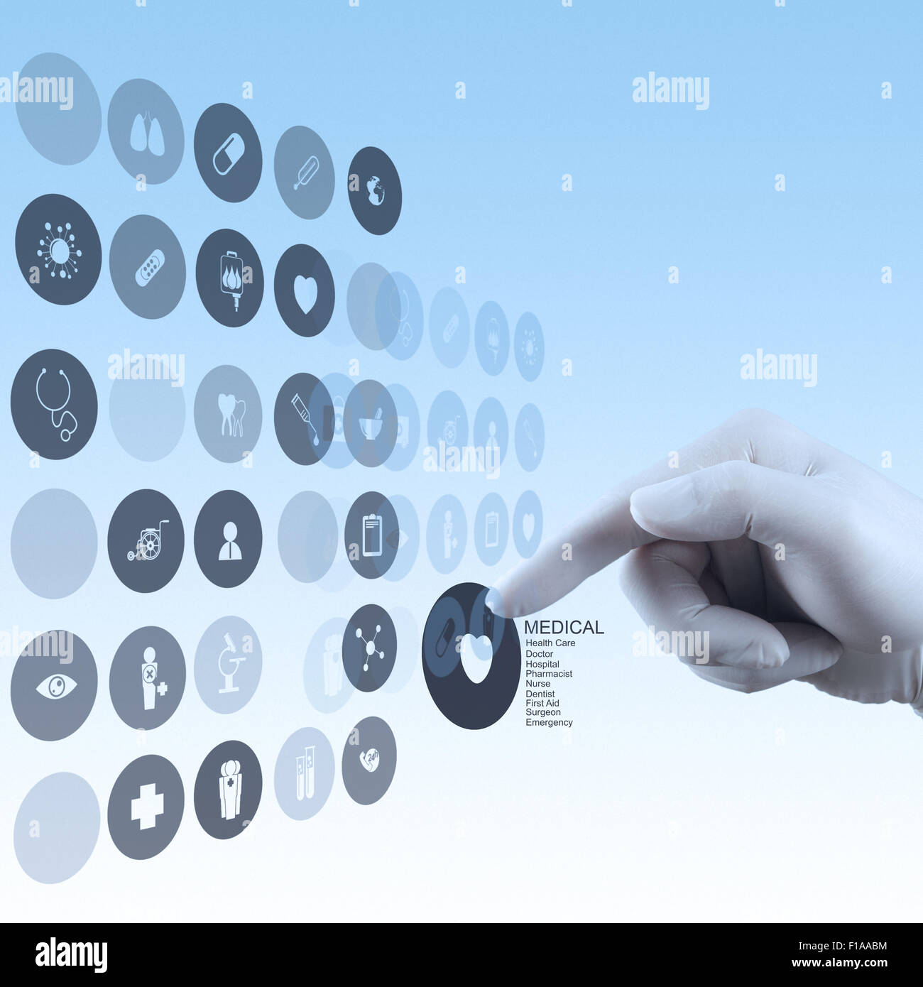 Medicine doctor hand working with modern computer interface as medical ...