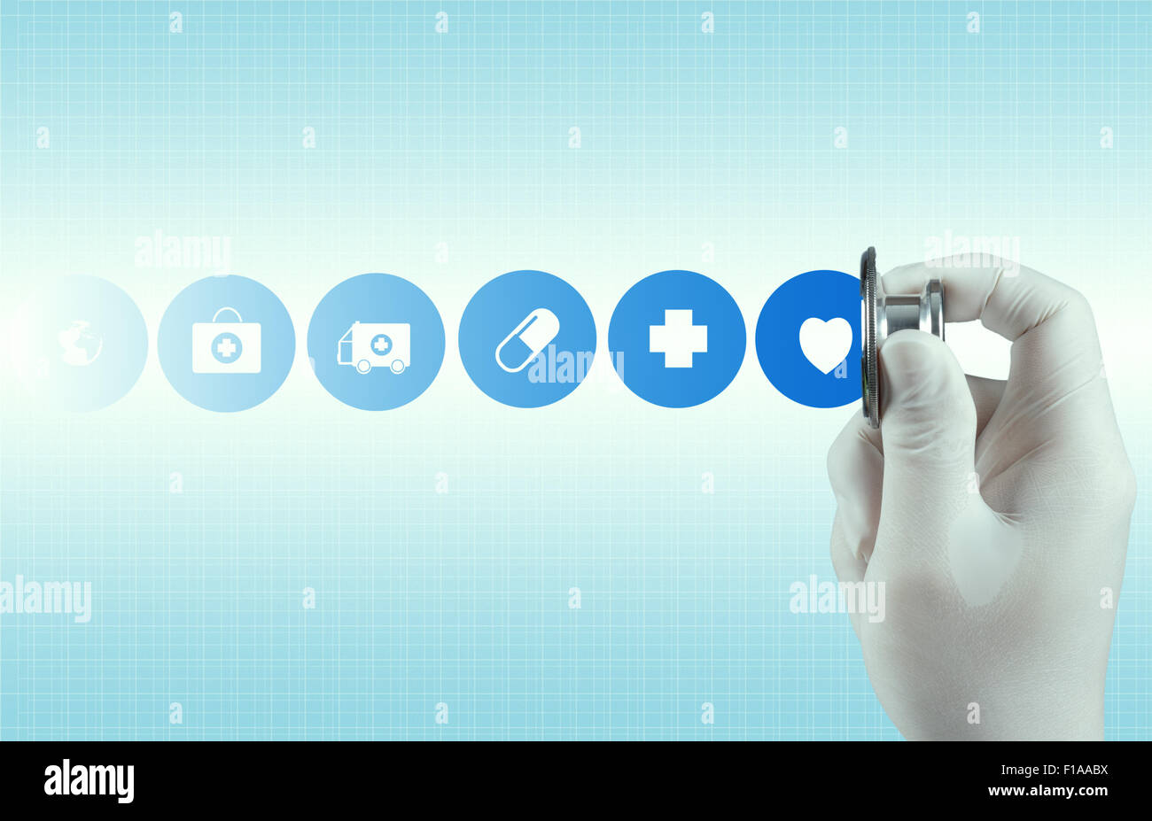 Medicine doctor hand working with modern computer interface as medical ...