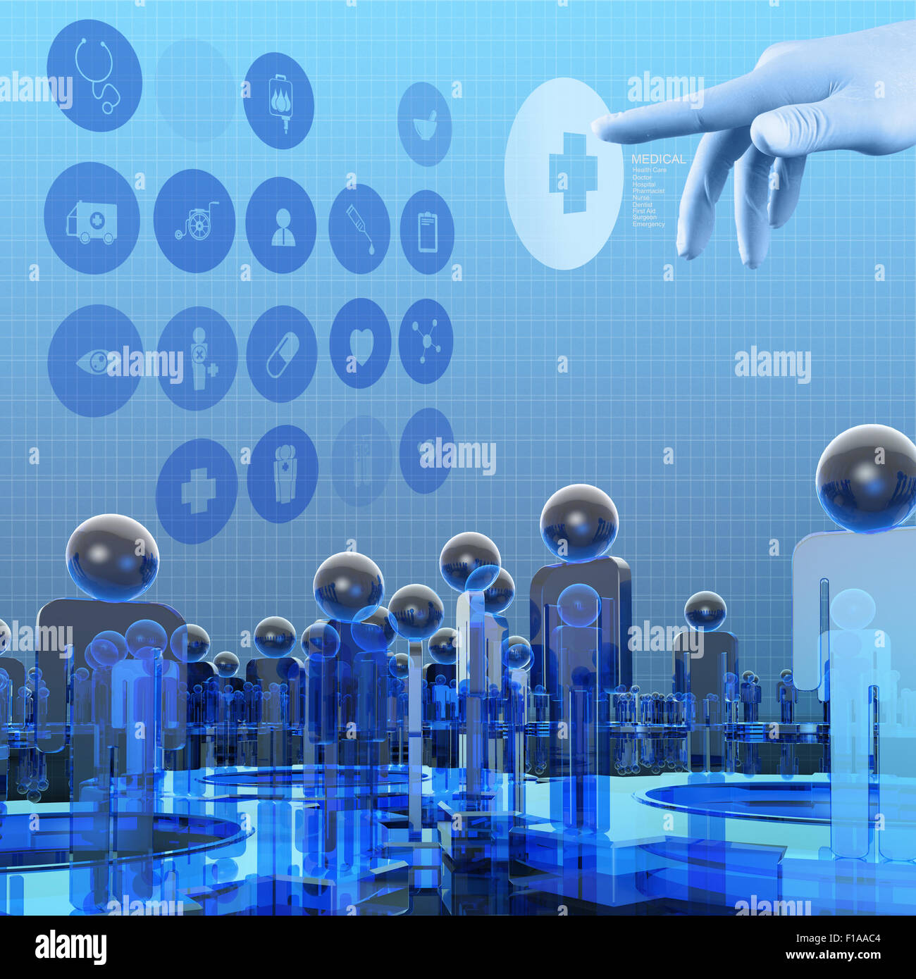Medicine doctor hand working with modern computer interface as medical ...