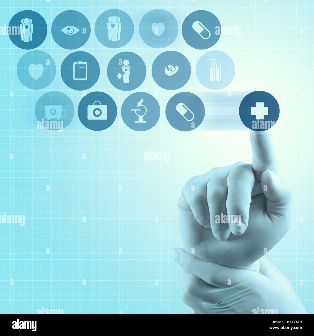 Medicine doctor hand working with modern computer interface as medical ...