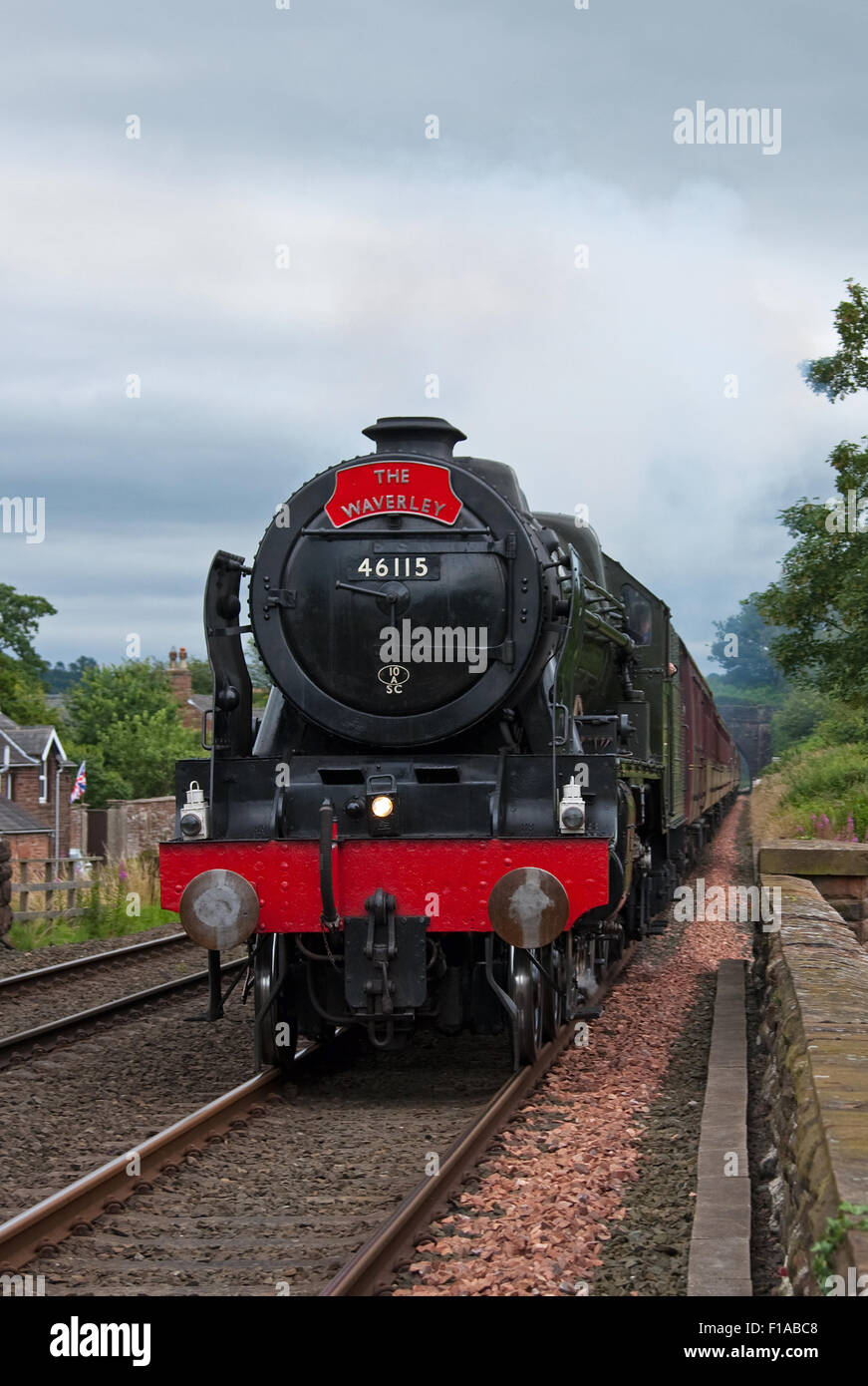 Preserved steam locomotive 46115, Scots Guardsman, heads the Waverley ...
