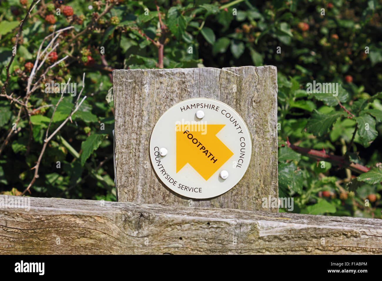 Hampshire County Council Countryside Service Footpath Sign Stock Photo ...
