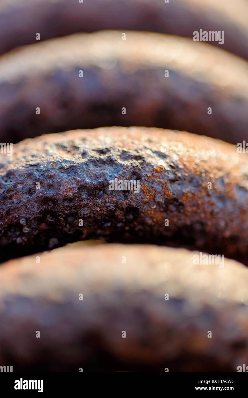 Backgrounds and textures: rusty metal spring surface, selective focus ...