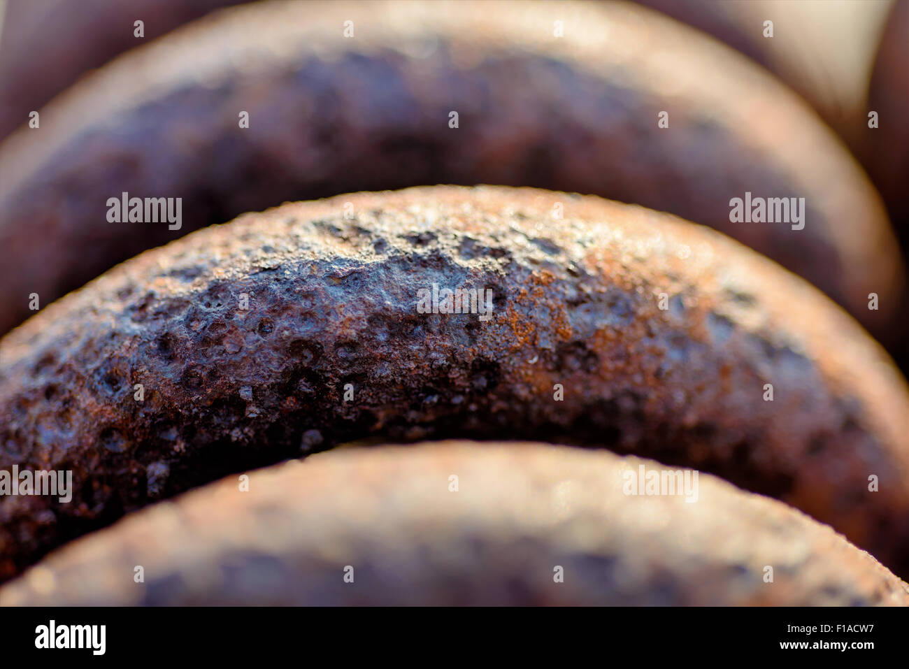 Backgrounds and textures: rusty metal spring surface, selective focus ...