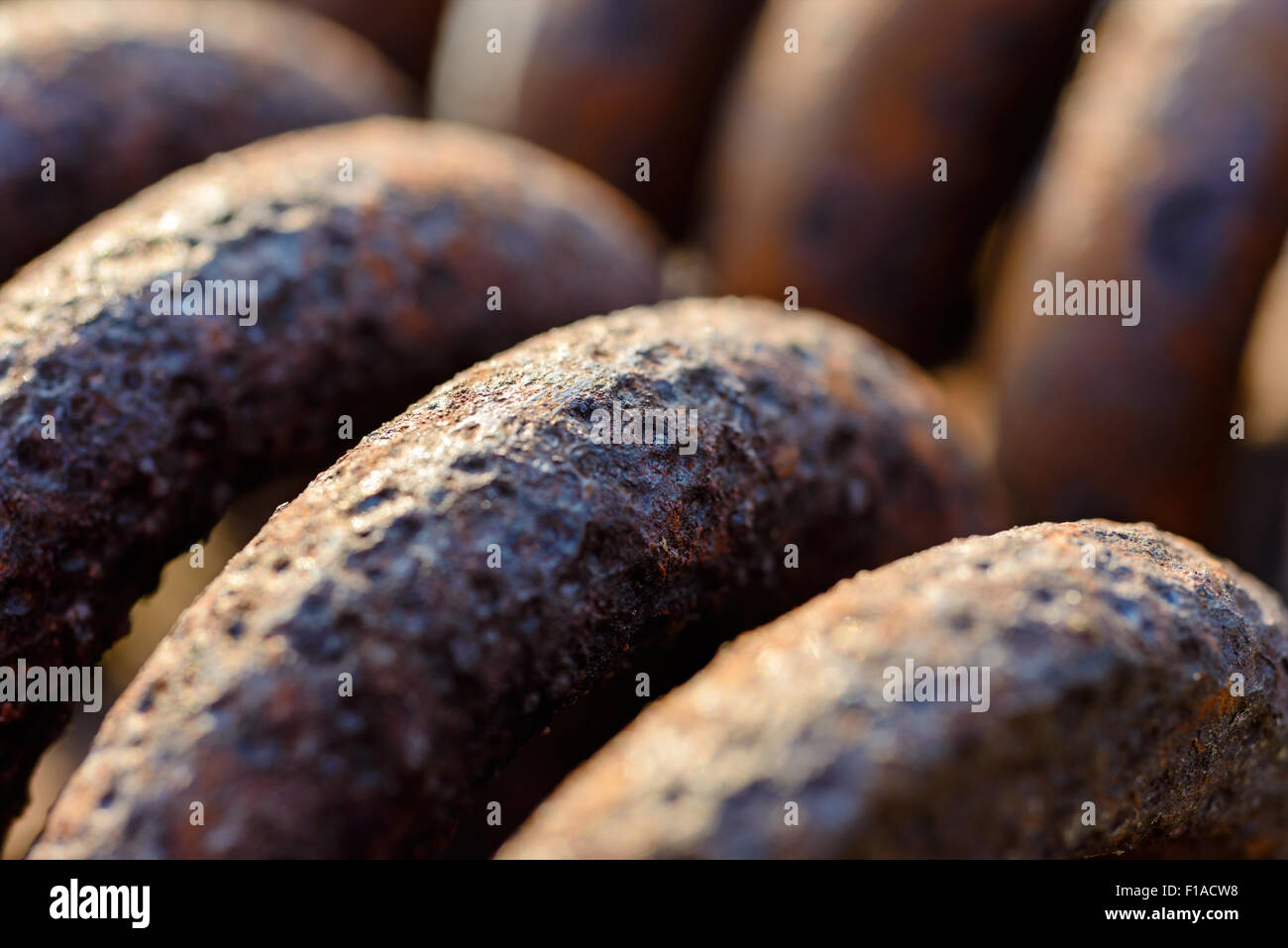 Backgrounds and textures: rusty metal spring surface, selective focus ...