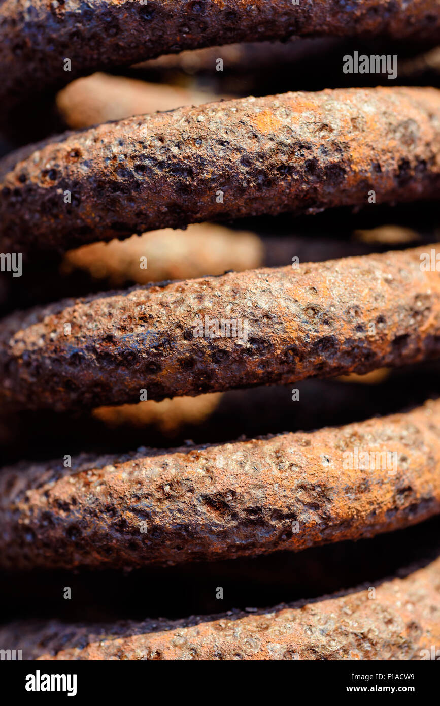 Backgrounds and textures: rusty metal spring surface, selective focus ...