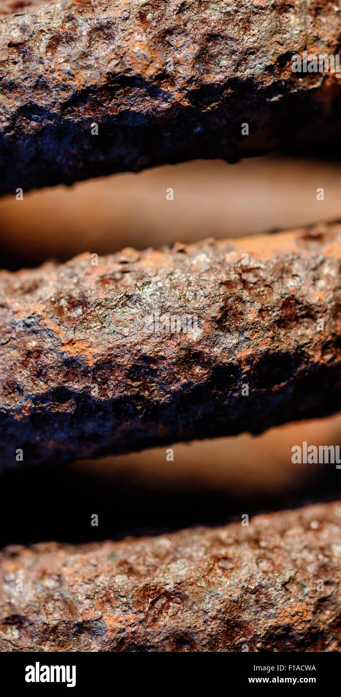 Backgrounds and textures: rusty metal spring surface, selective focus ...