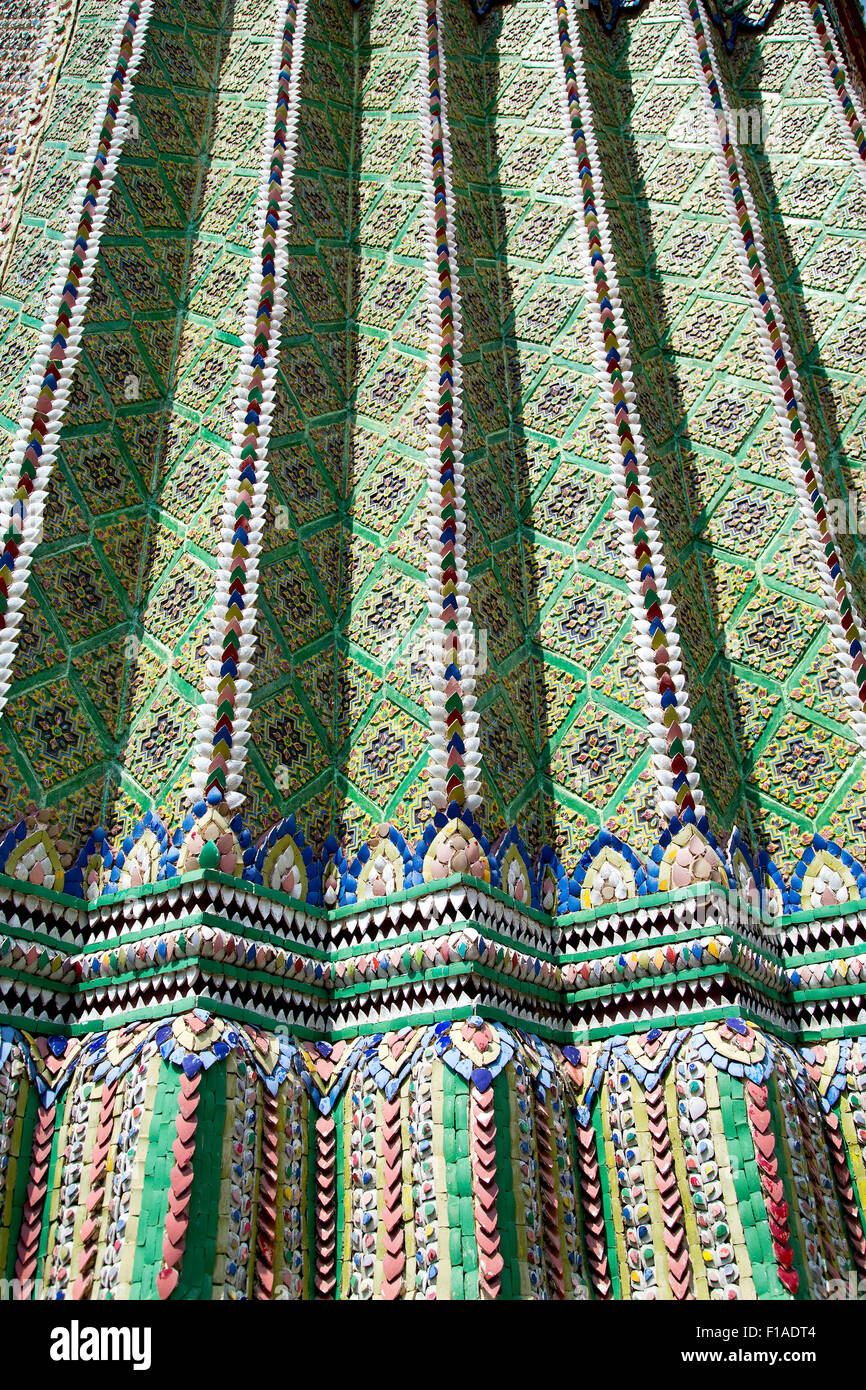 thailand abstract cross colored column ceramic in the big wall temple ...